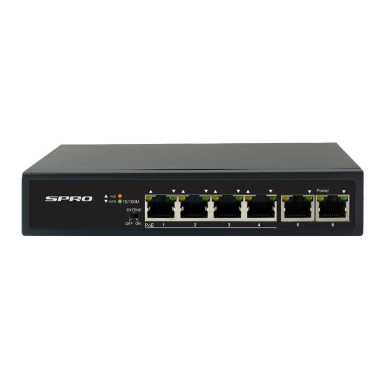 SPRO 4 Port PoE Switch with 2 uplink ports - ukcctvcameras.com