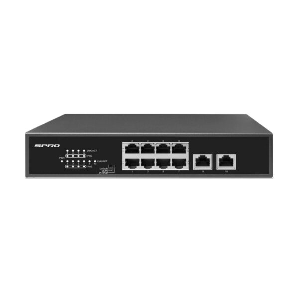 SPRO 8 Port PoE Switch with 2 uplink ports - ukcctvcameras.com
